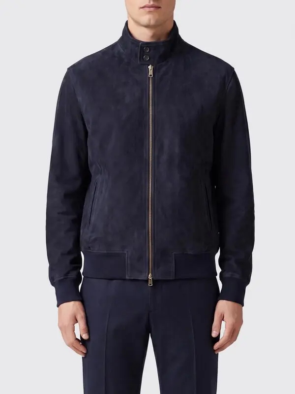 Boglioli Suede Bomber Jacket - Navy