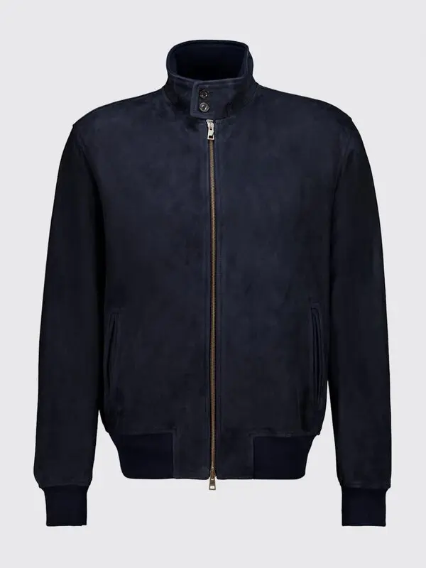 Boglioli Suede Bomber Jacket - Navy