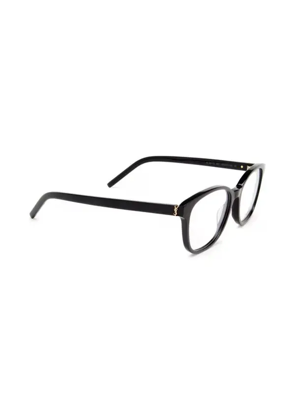 Saint Laurent Logo-plaque Square Eyeglasses - Black