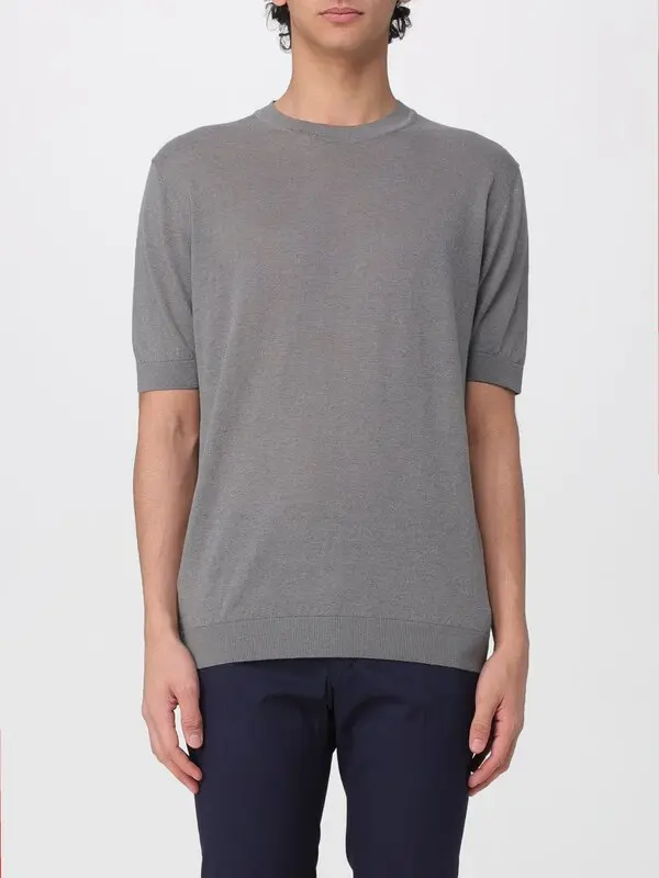 ZANONE Crew Neck Short Sleeve Pullover In Linen And Cotton Blend - Grey 1