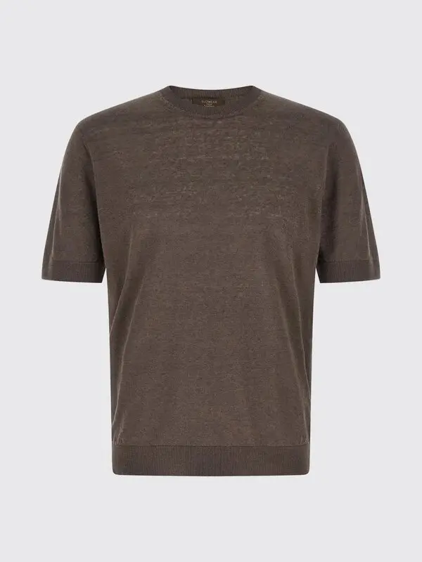 ZANONE Crew Neck Short Sleeve Pullover In Linen And Cotton Blend - Grey