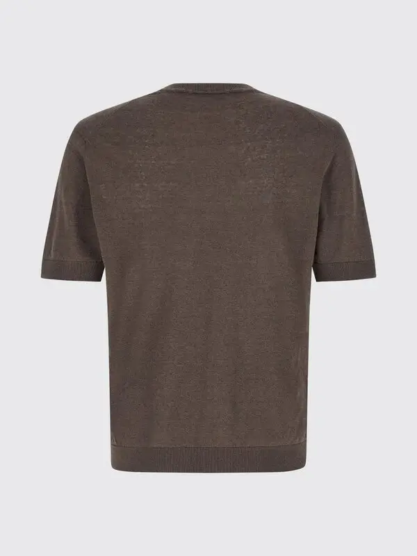 ZANONE Crew Neck Short Sleeve Pullover In Linen And Cotton Blend - Grey