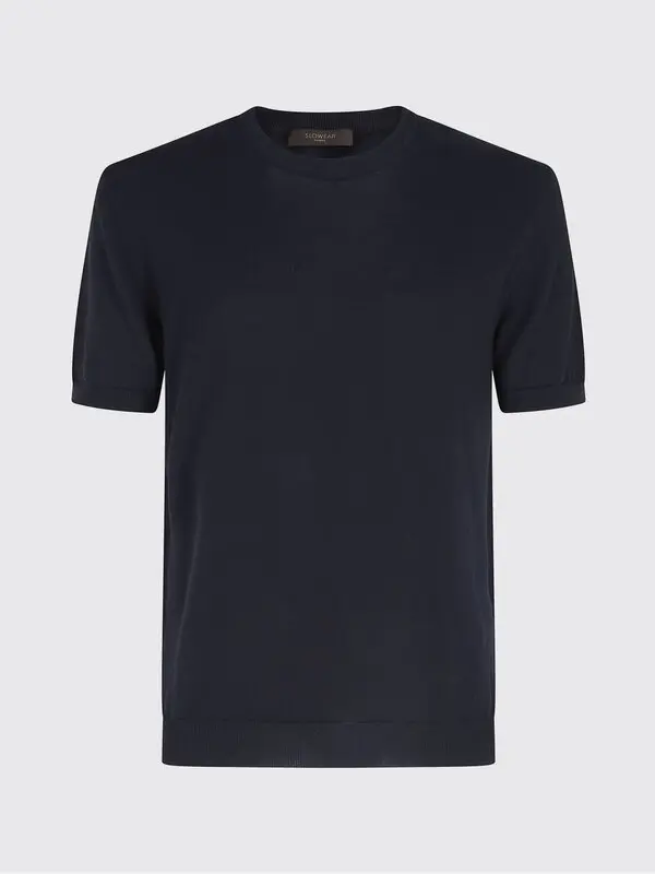 ZANONE Cotton Crew Neck Pullover With Short Sleeves - Blue