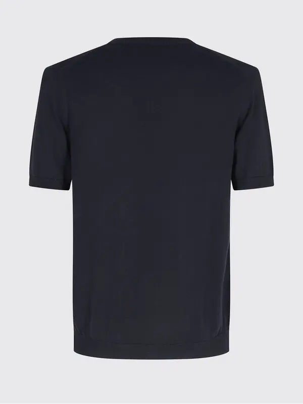 ZANONE Cotton Crew Neck Pullover With Short Sleeves - Blue