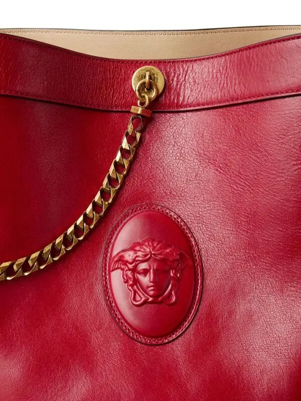 Versace Leather Pivot Bucket Bag - Red