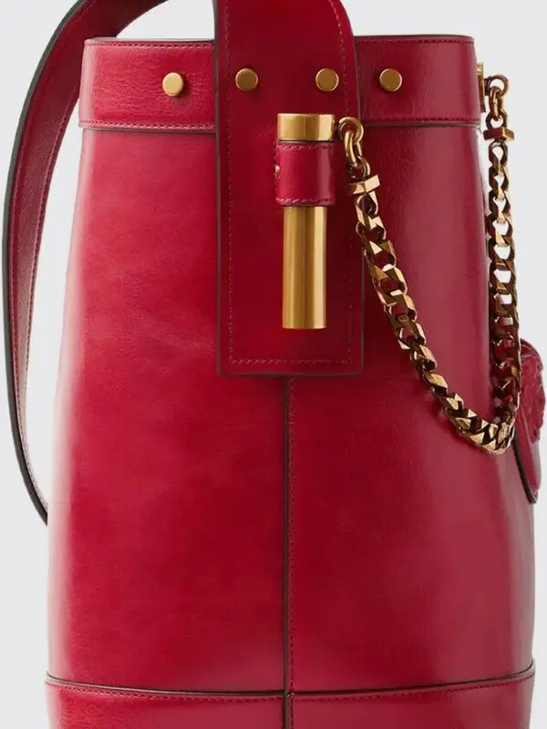 Versace Leather Pivot Bucket Bag - Red