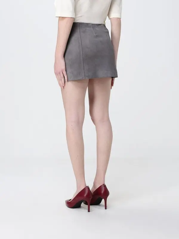 AMI Paris Suede Mini Skirt With Maxi Buckle - Grey