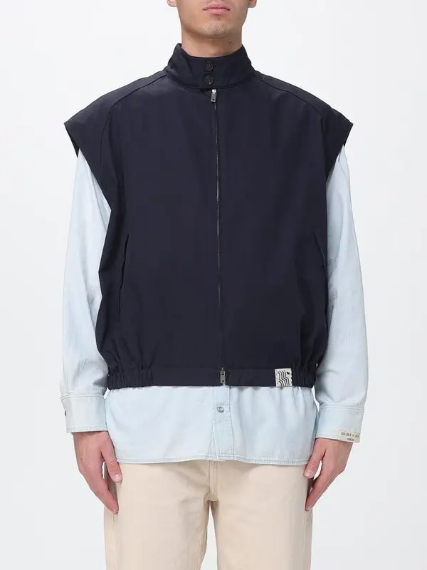 GOLDEN GOOSE Sleeveless Cotton Bomber Jacket - Blue