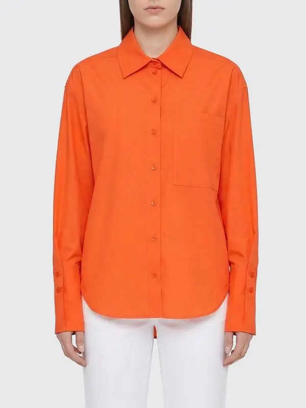 Patrizia Pepe Polyester Long Sleeve Shirt With Classic Collar - Orange