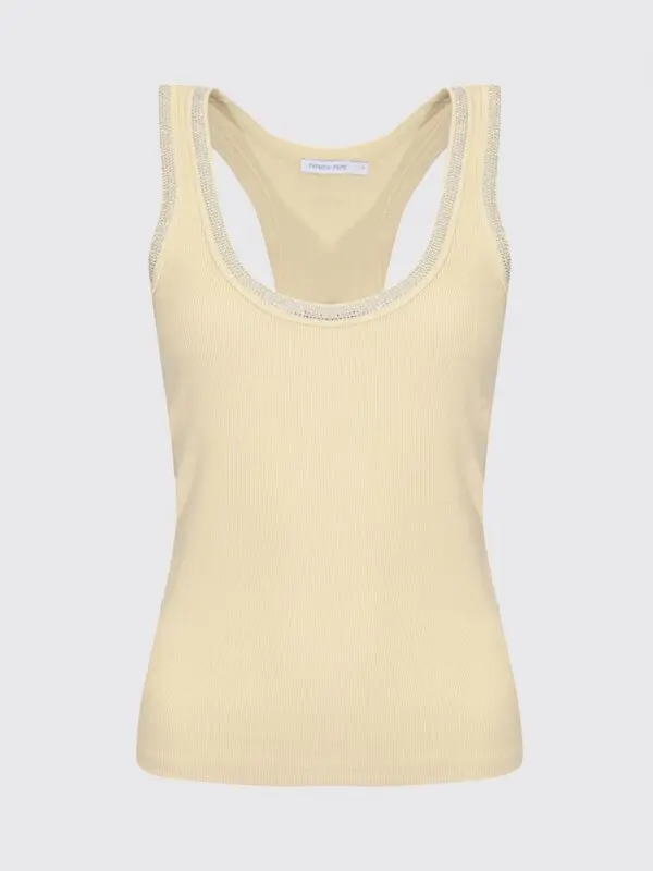Patrizia Pepe Cotton Blend Tank Top With Rhinestone Embellishments - Ivory