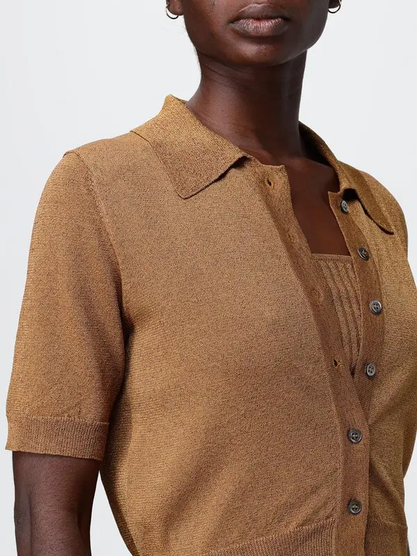 Pinko Cropped Knit Cardigan With Classic Collar