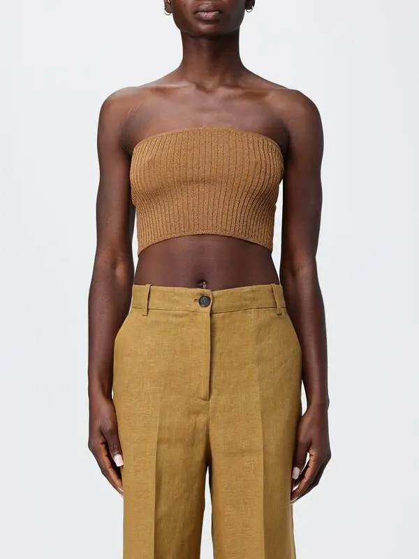Pinko Cropped Knit Cardigan With Classic Collar