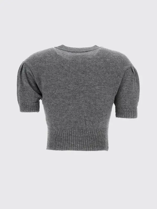 Simone Rocha Ribbed Cropped Sweater With Bow Detail - Grey