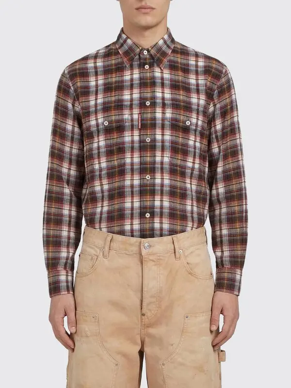 Dsquared2 Casual Check Linen Shirt - Red