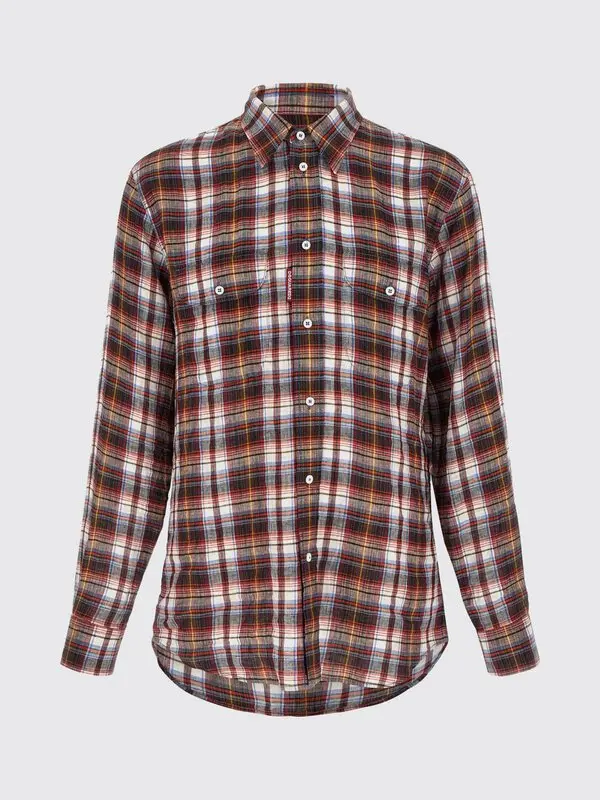 Dsquared2 Casual Check Linen Shirt - Red