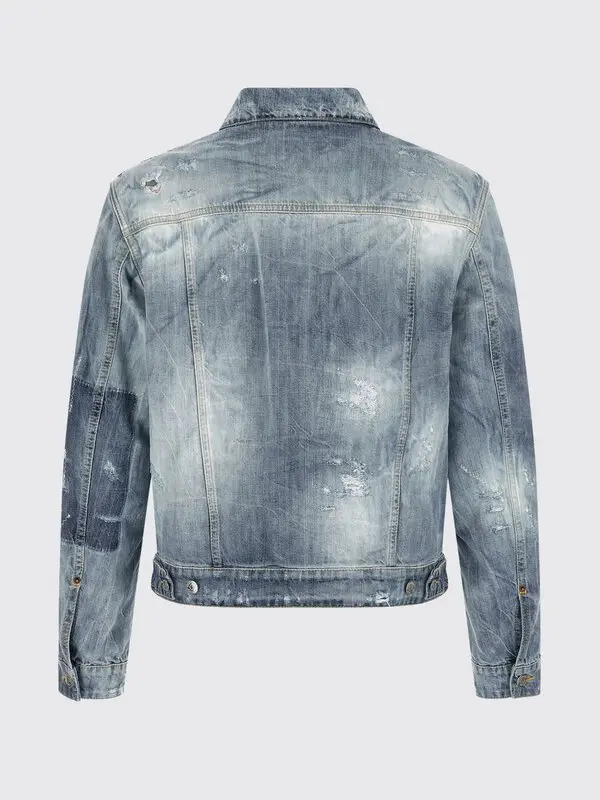 Dsquared2 Bleached Denim Jacket With Embroidered Logo
