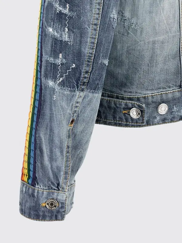 Dsquared2 Bleached Denim Jacket With Embroidered Logo