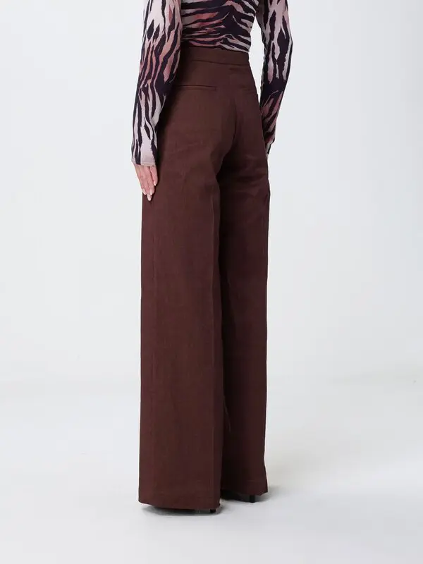 Pinko Linen Blend Wide Leg Palazzo Trousers - Brown