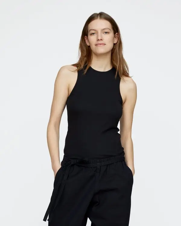 ATM Anthony Thomas Melillo Modal Rib Racer Tank Top - Black