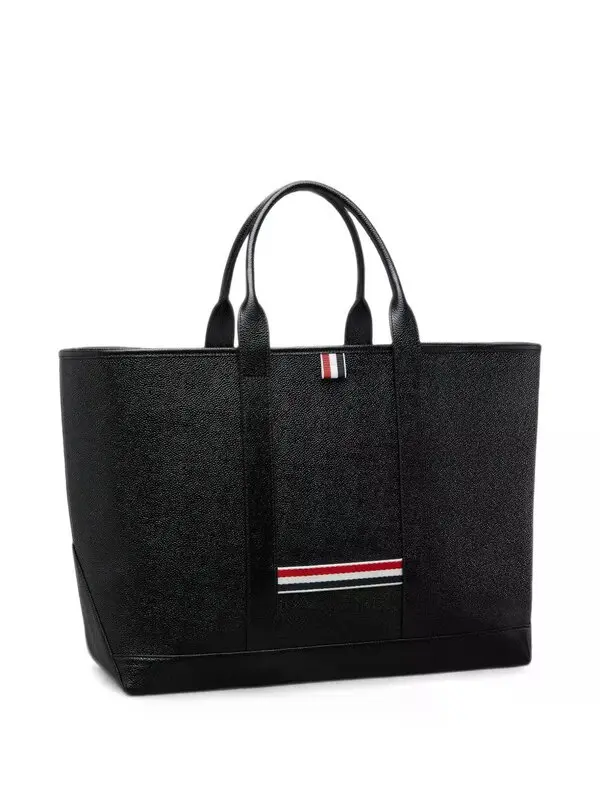 Thom Browne Calfskin Leather Medium Tote Bag - Black