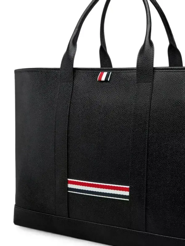Thom Browne Calfskin Leather Medium Tote Bag - Black