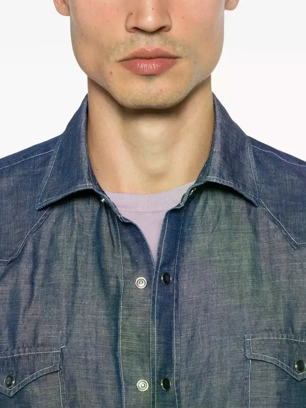 BARBA NAPOLI Flap-pocket Shirt - Blue