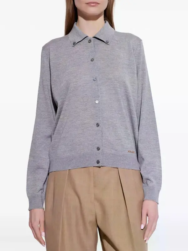 Versace Embroidered Wool Knit Cardigan
