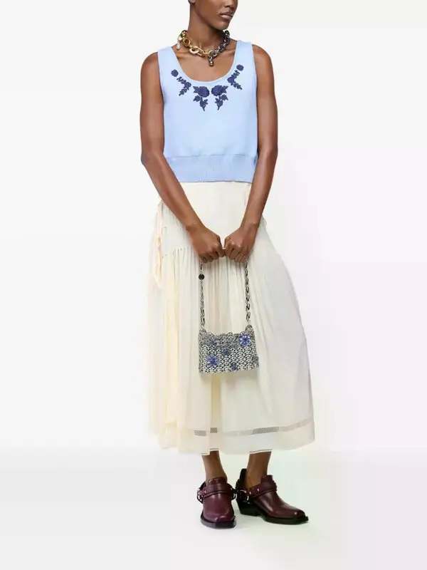 Rabanne Floral-embroidery Tank Top - Blue