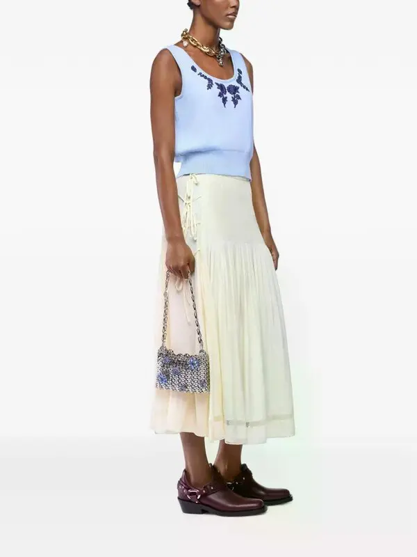 Rabanne Floral-embroidery Tank Top - Blue