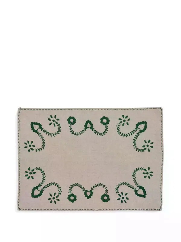 HOUSE OF CAPRICORN Viana Hand-embroidered Placemat And Napkin Set - Neutrals