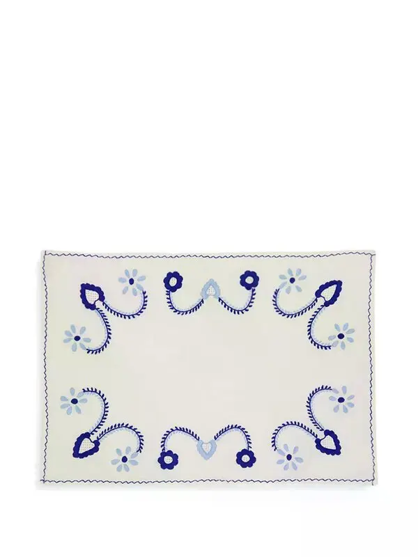 HOUSE OF CAPRICORN Floral-embroidered Placemat Set - Neutrals