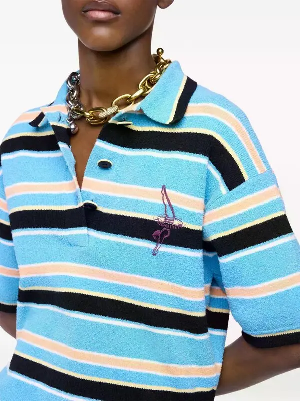 Rabanne Striped Embroidered Polo Top