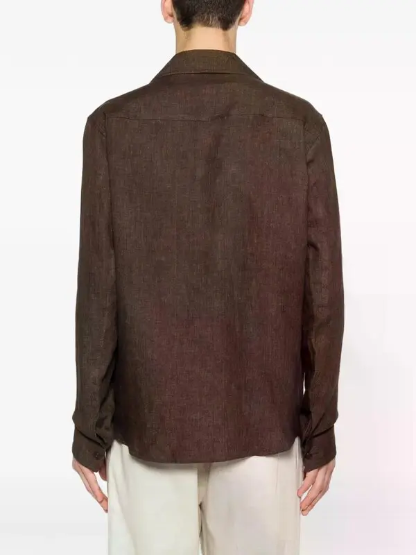 BRIGLIA 1949 Linen Shirt - Brown