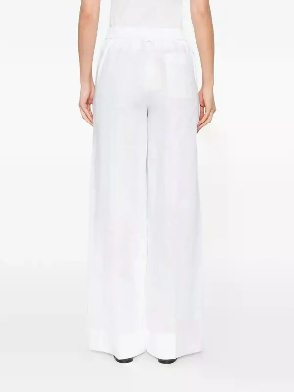 TWINSET Wide Leg Linen Trousers - White