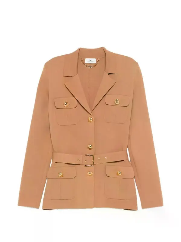 Elisabetta Franchi Buttoned Belted Jacket - Neutrals