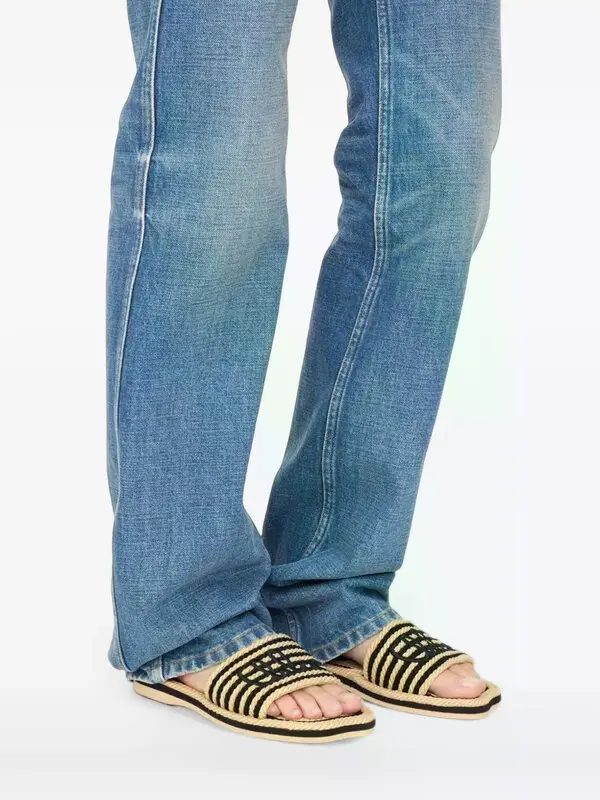 Chloé Striped Logo-embroidered Sandals - Black