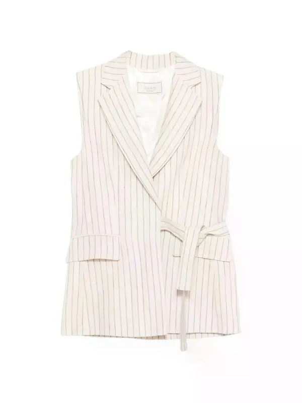 Peserico Striped Tie-waist Sleeveless Vest - Neutrals