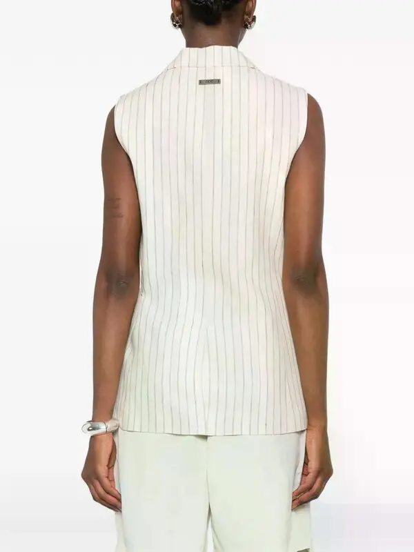 Peserico Striped Tie-waist Sleeveless Vest - Neutrals