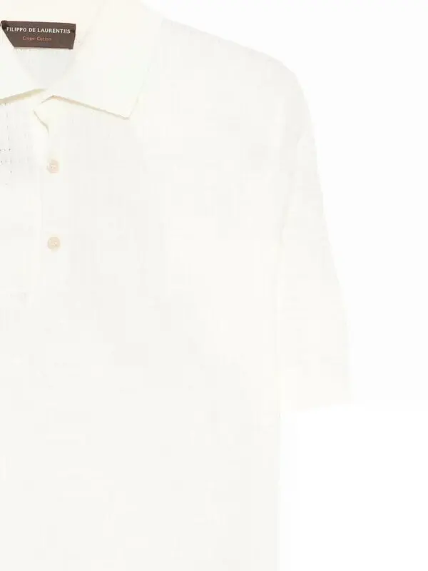 FILIPPO DE LAURENTIIS Textured Knit Polo Shirt - Neutrals