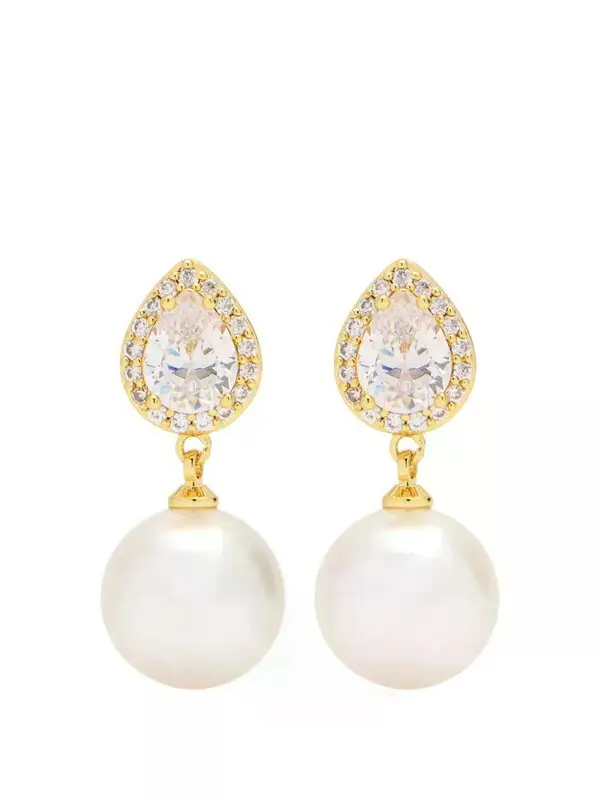 SELF-PORTRAIT Faux Pearl Embellished Drop Earrings - Gold