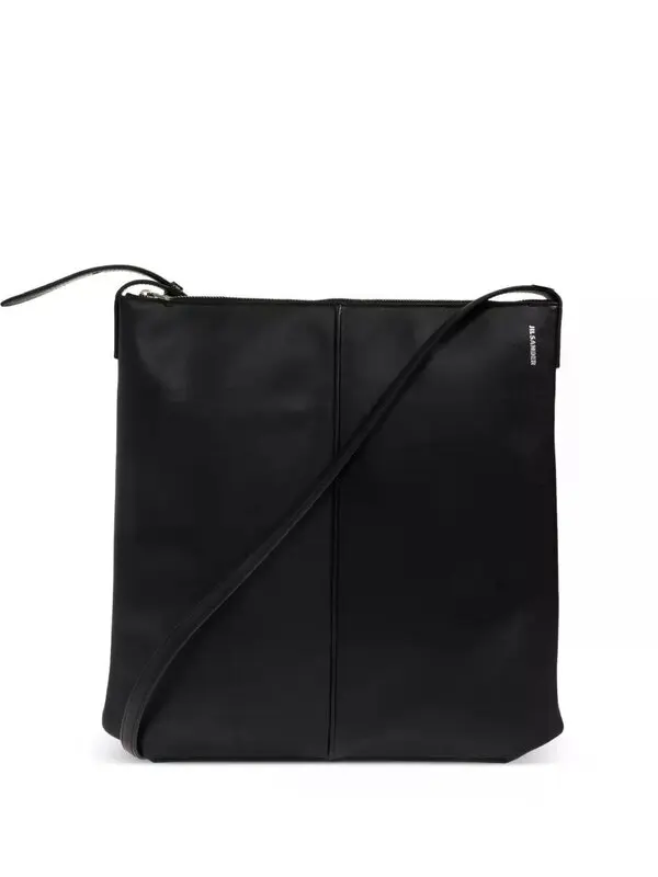 JIL SANDER Leather Messenger Bag - Black
