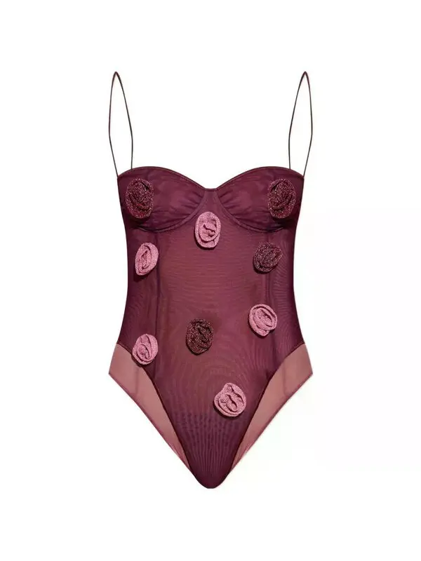 Oseree Floral-appliqué Swimsuit - Purple