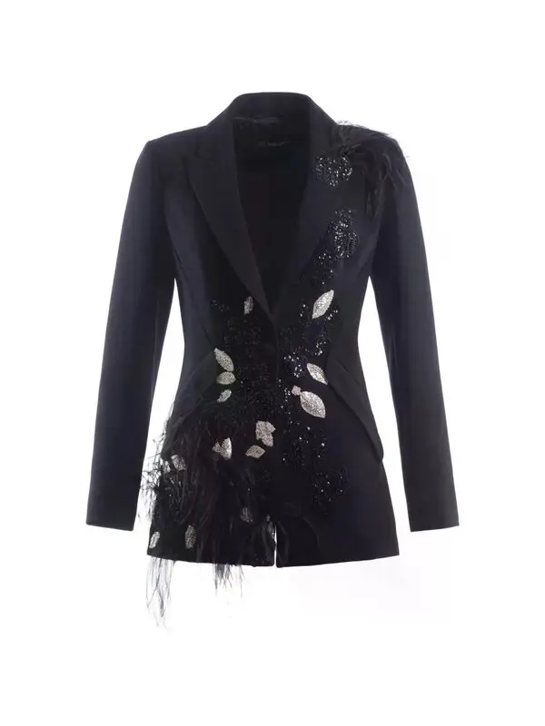 IMROSKA Feather-detail Embellished Blazer - Black