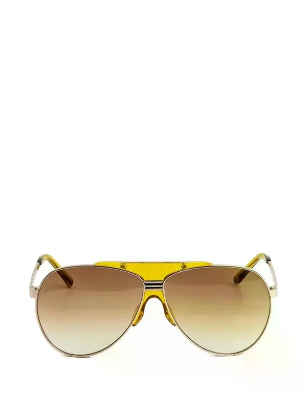 Attico X Linda Farrow Amelia Pilot-frame Sunglasses - Yellow