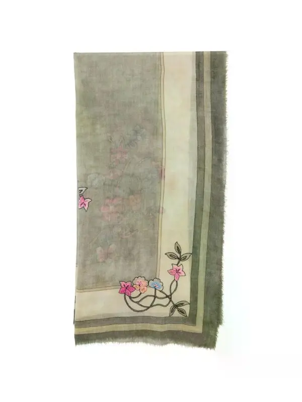 Faliero Sarti Floral Embroidered Scarf - Green
