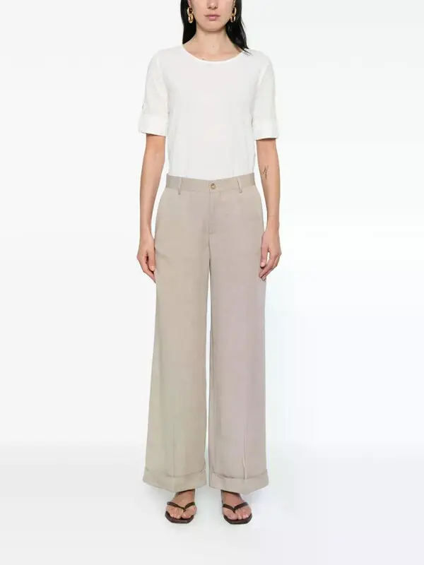 L.B.M. 1911 Cuffed Palazzo Pants - Neutrals