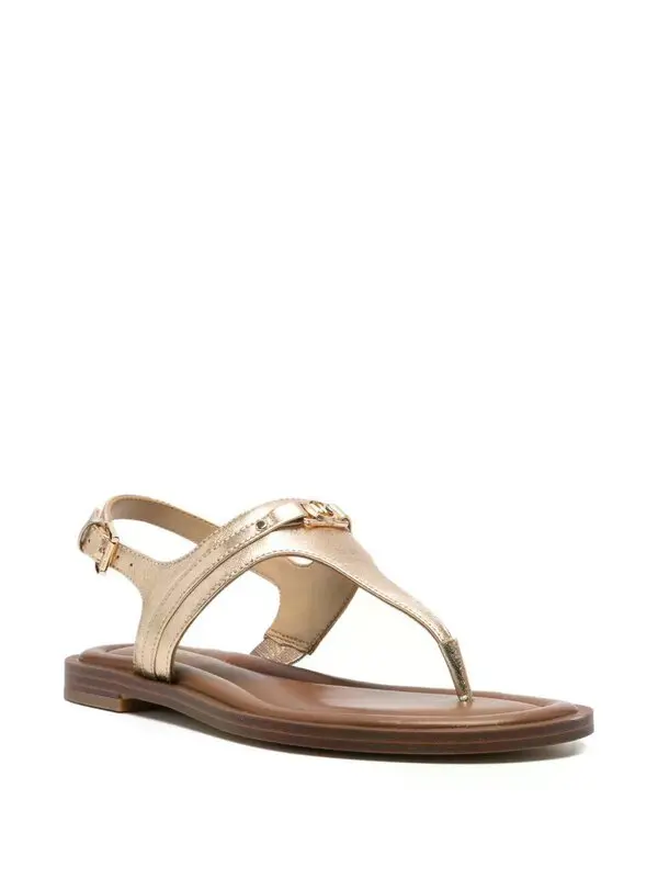 Michael Kors Mandy T-strap Flat Sandals - Gold