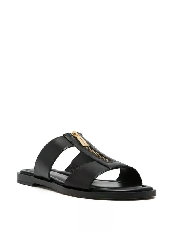 Michael Kors Berkley Zip Leather Sandals - Black
