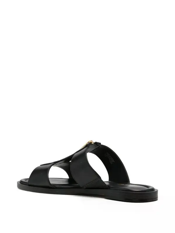 Michael Kors Berkley Zip Leather Sandals - Black