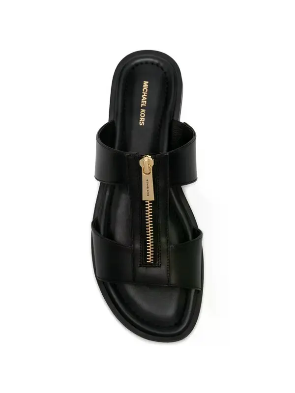 Michael Kors Berkley Zip Leather Sandals - Black